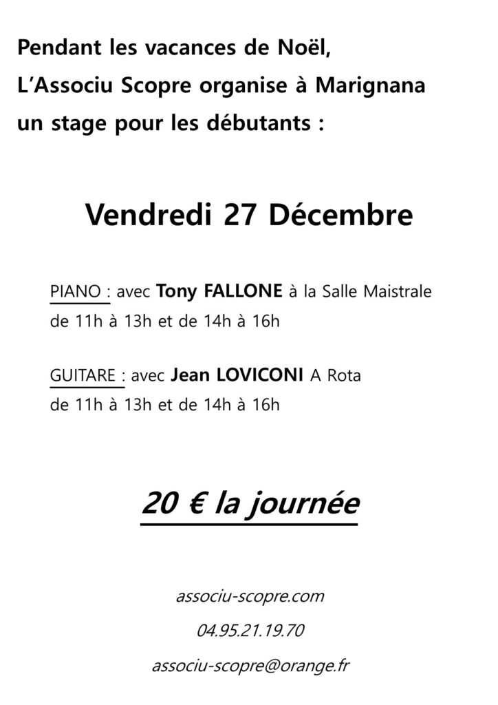 Stages : Piano avec Tony Fallone et guitare avec Jean Loviconi - Salle ...