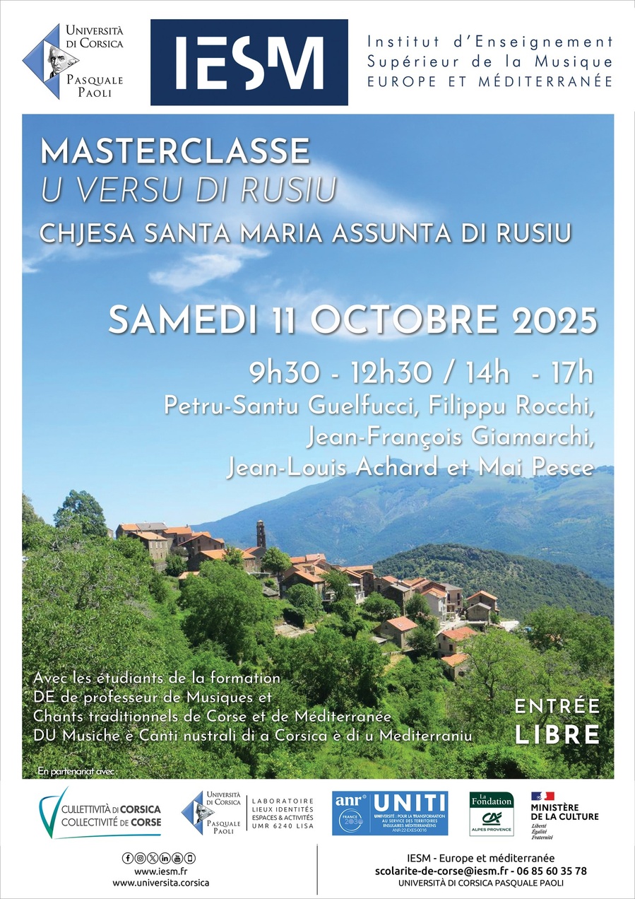 Masterclass " U versu di Rusiu " avec cinq artistes insulaires : Mai ...